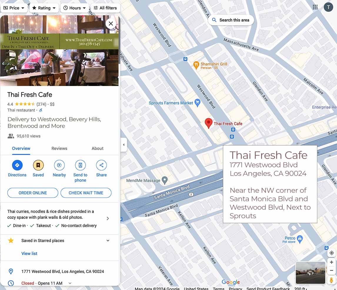Location Thai Fresh Cafe | Authentic Thai Food in Westwood Location Thai Fresh Cafe | Authentic Thai Food in Westwood